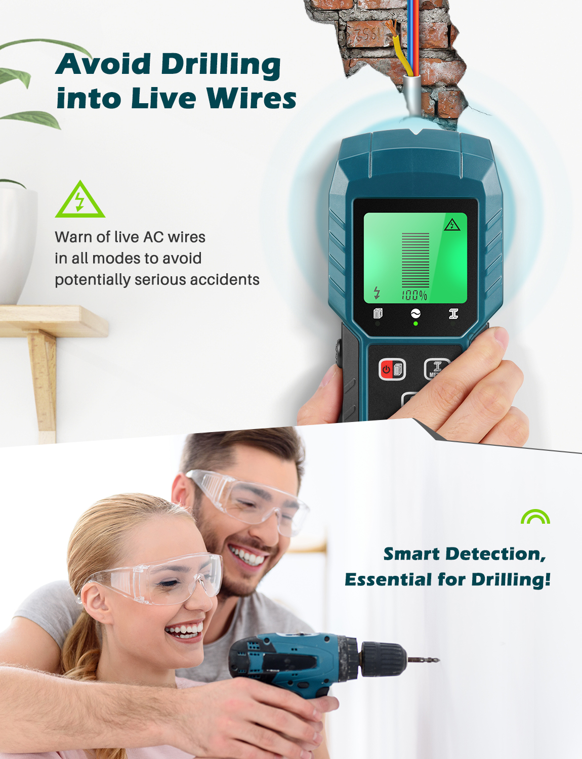 Stud Finder Wall Scanner 5 in 1 Electronic Stud Sensor Detector with ...