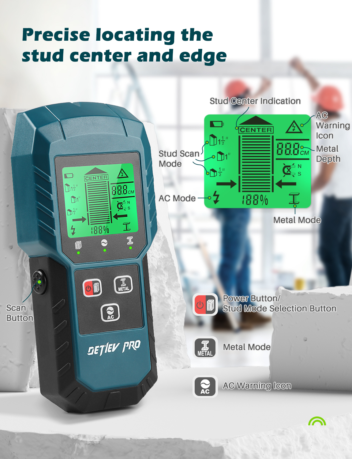 Stud Finder Wall Scanner 5 in 1 Electronic Stud Sensor Detector with ...